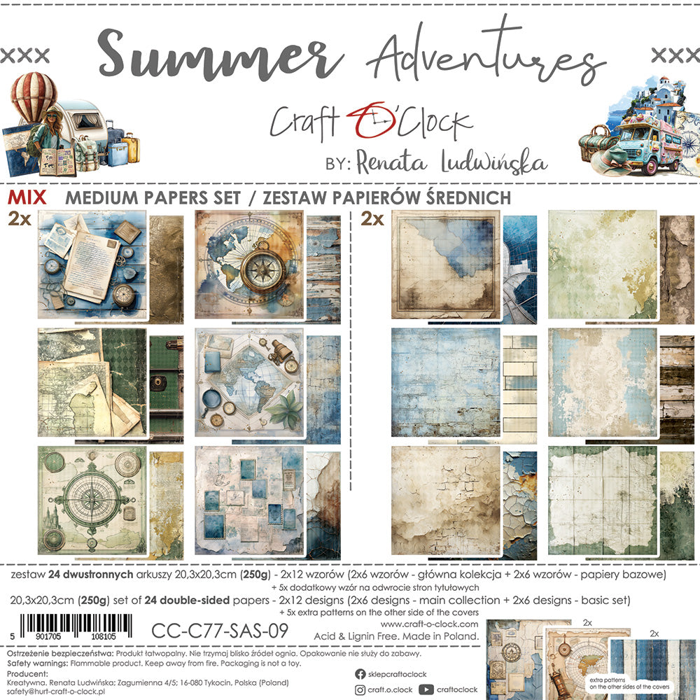 Summer Adventures 8x8 Mixed Set Papers – The Scrap Room