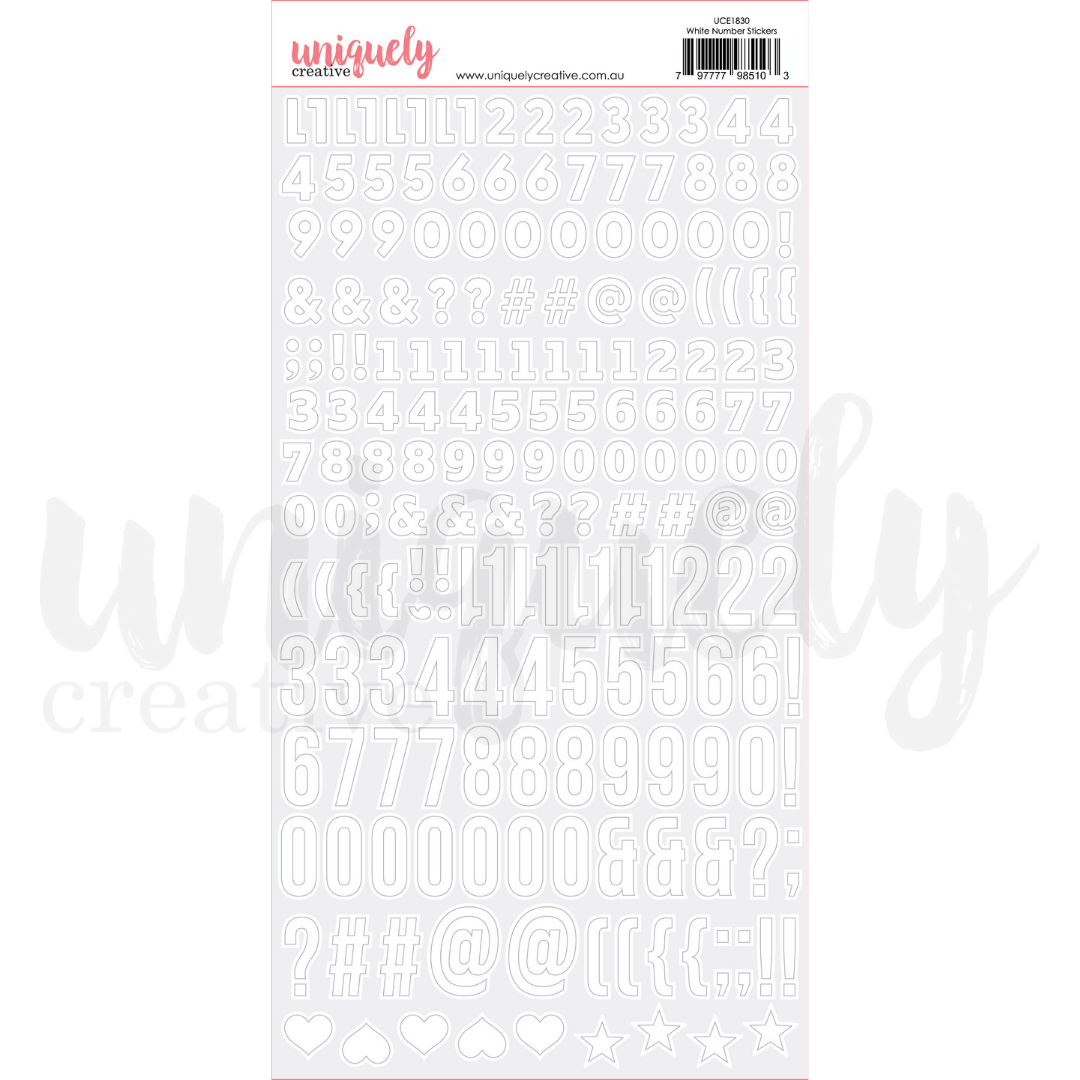 White Number Stickers – The Scrap Room